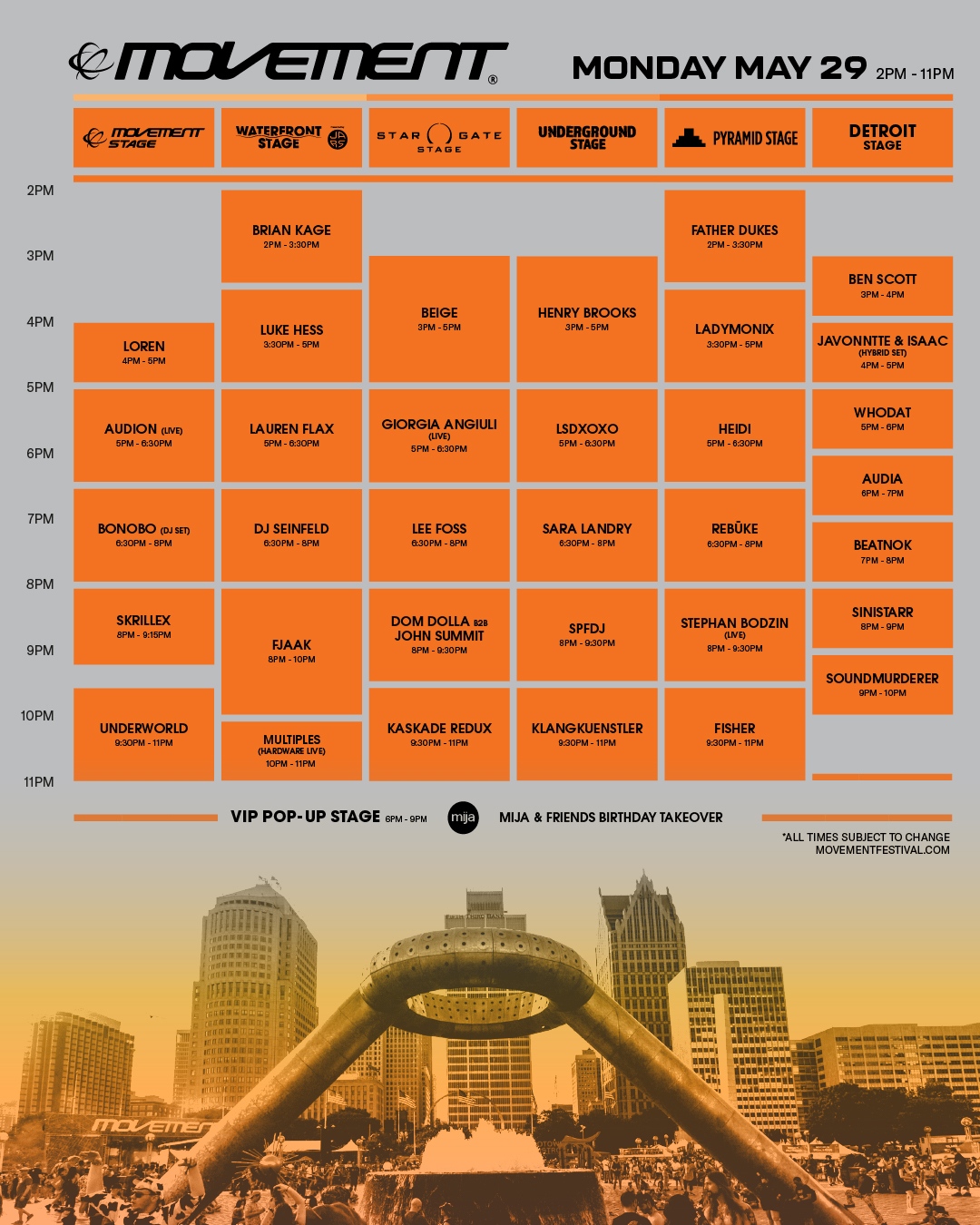 Movement Detroit Announces 2023 Set Times Featuring Skrillex & Zeds ...