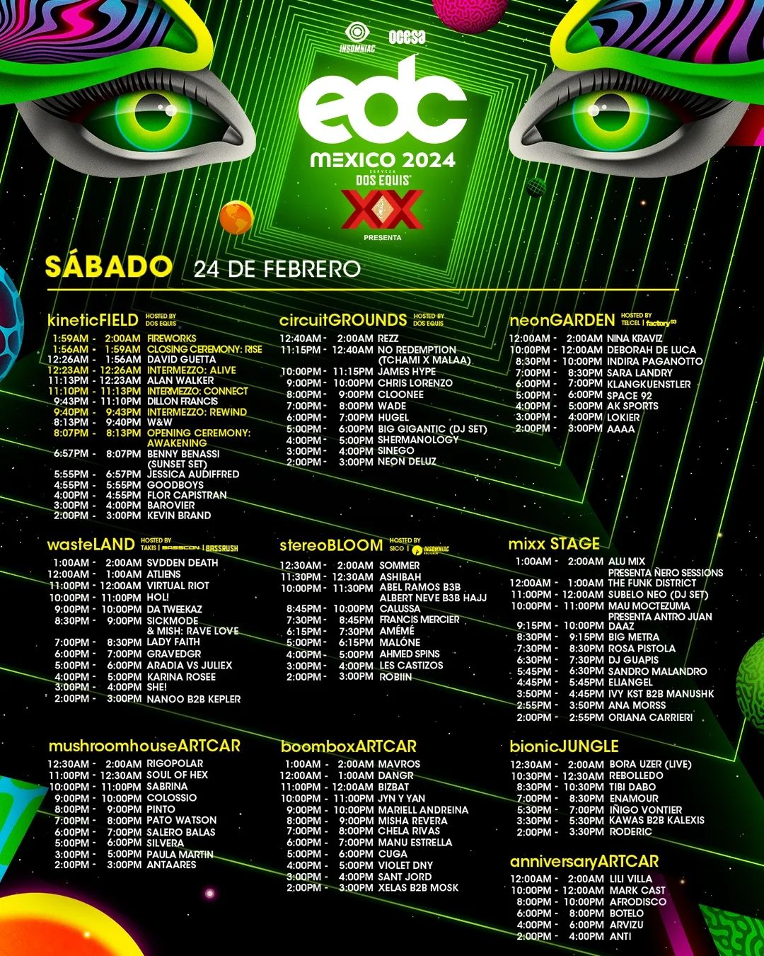 EDC Mexico Announces 2024 Set Times – Premier EDM