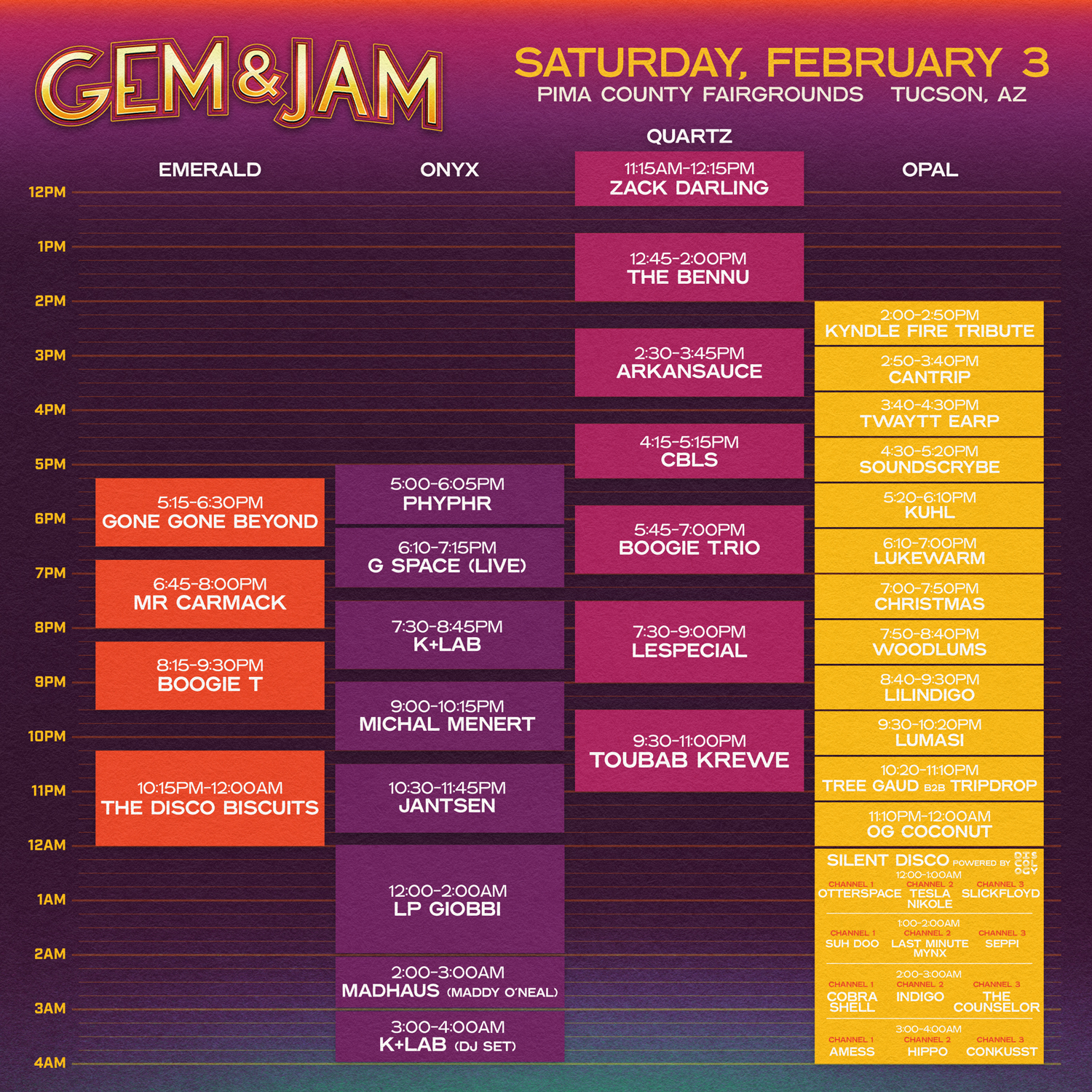 Gem & Jam Releases 2024 Daily Lineup & Set Times – Premier EDM