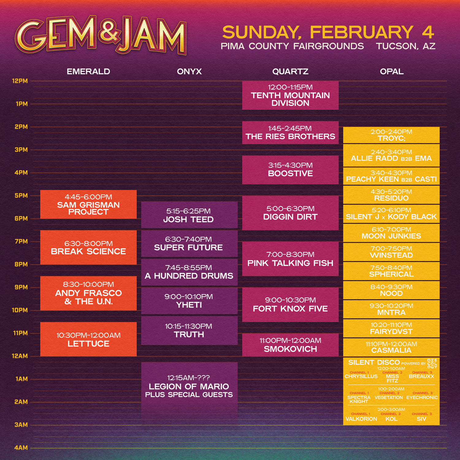 Gem & Jam Releases 2024 Daily Lineup & Set Times – Premier EDM