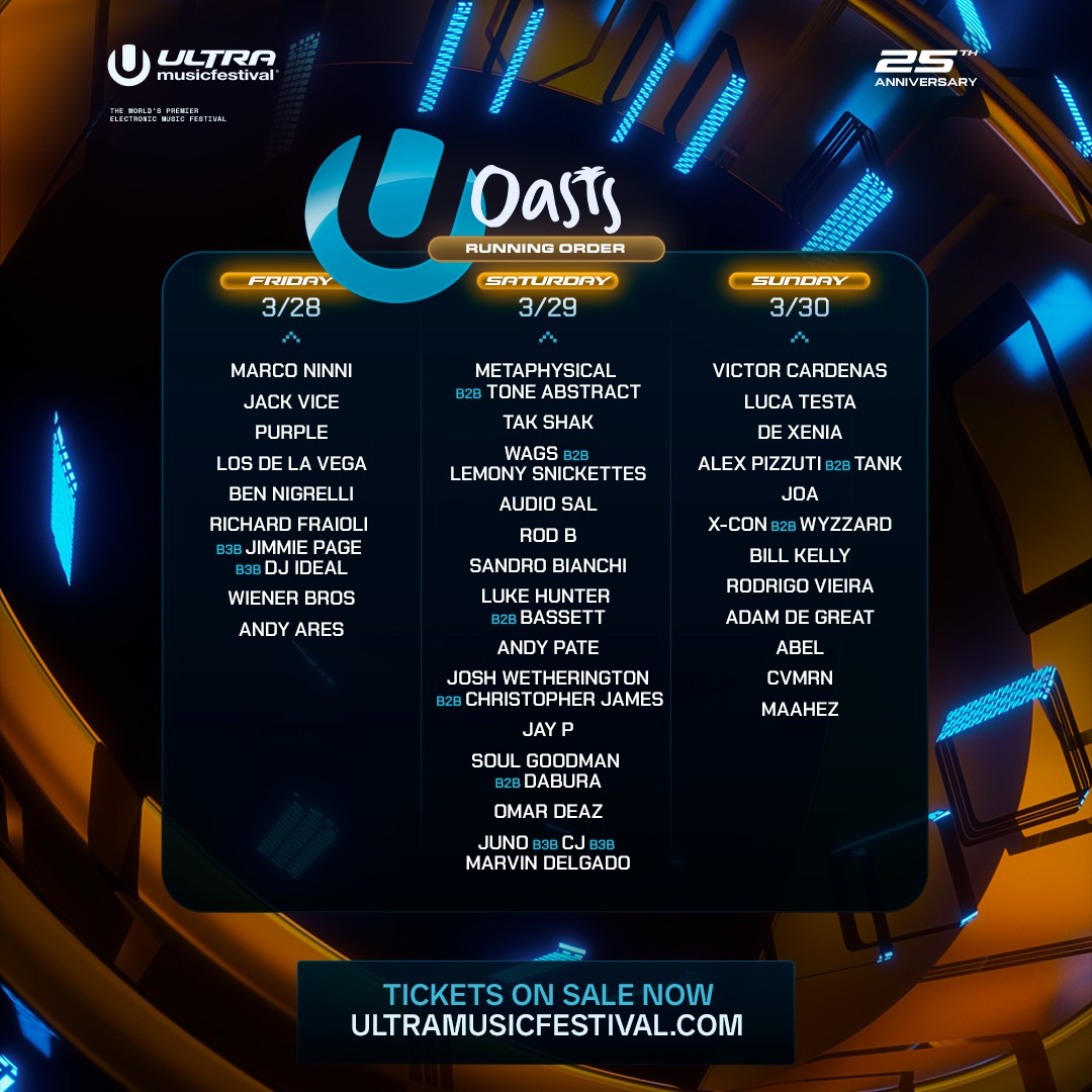 Ultra Music Festival Reveals 2025 Daily Lineup for 25th Anniversary ...