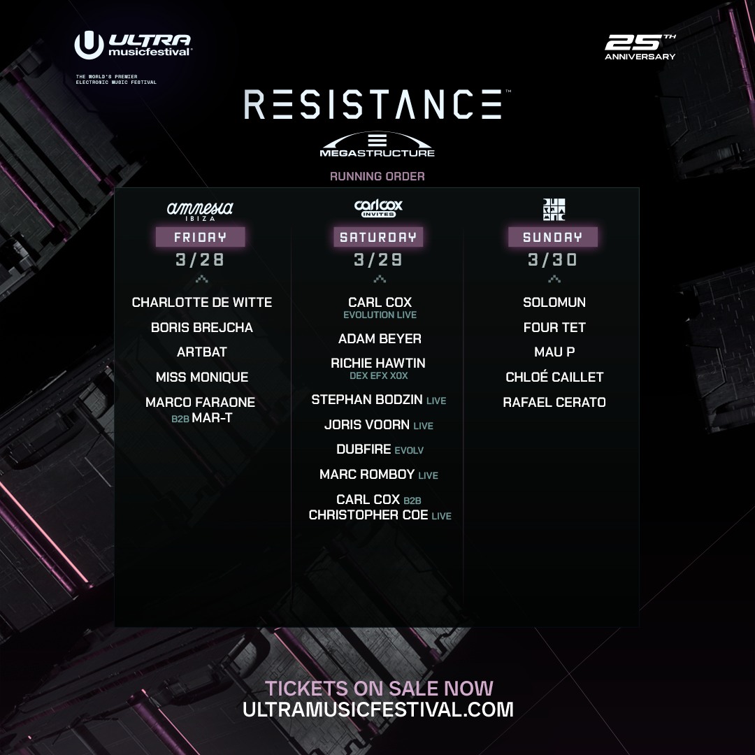 Ultra Music Festival Reveals 2025 Daily Lineup for 25th Anniversary ...
