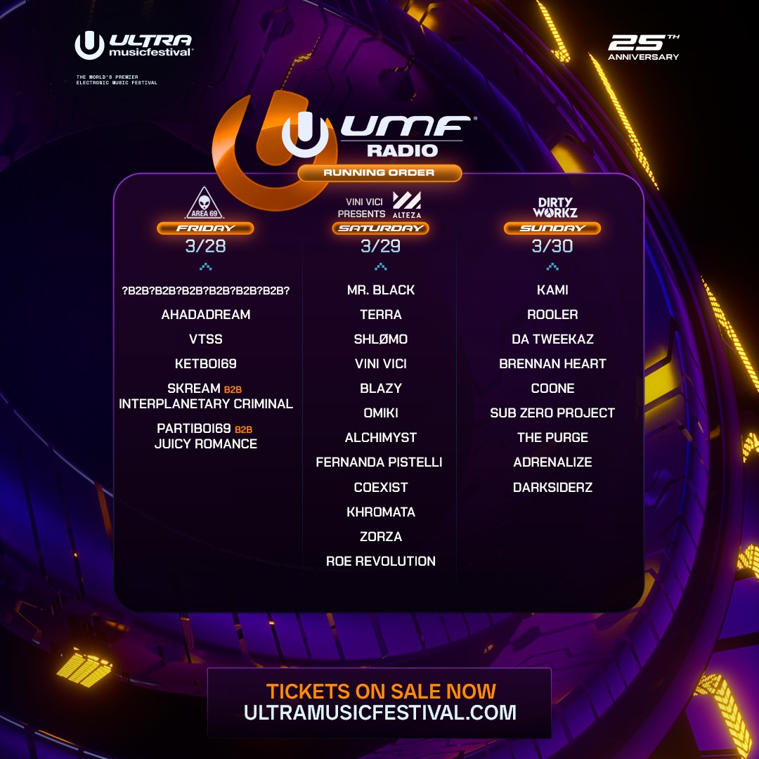 Ultra Music Festival Reveals 2025 Daily Lineup for 25th Anniversary ...