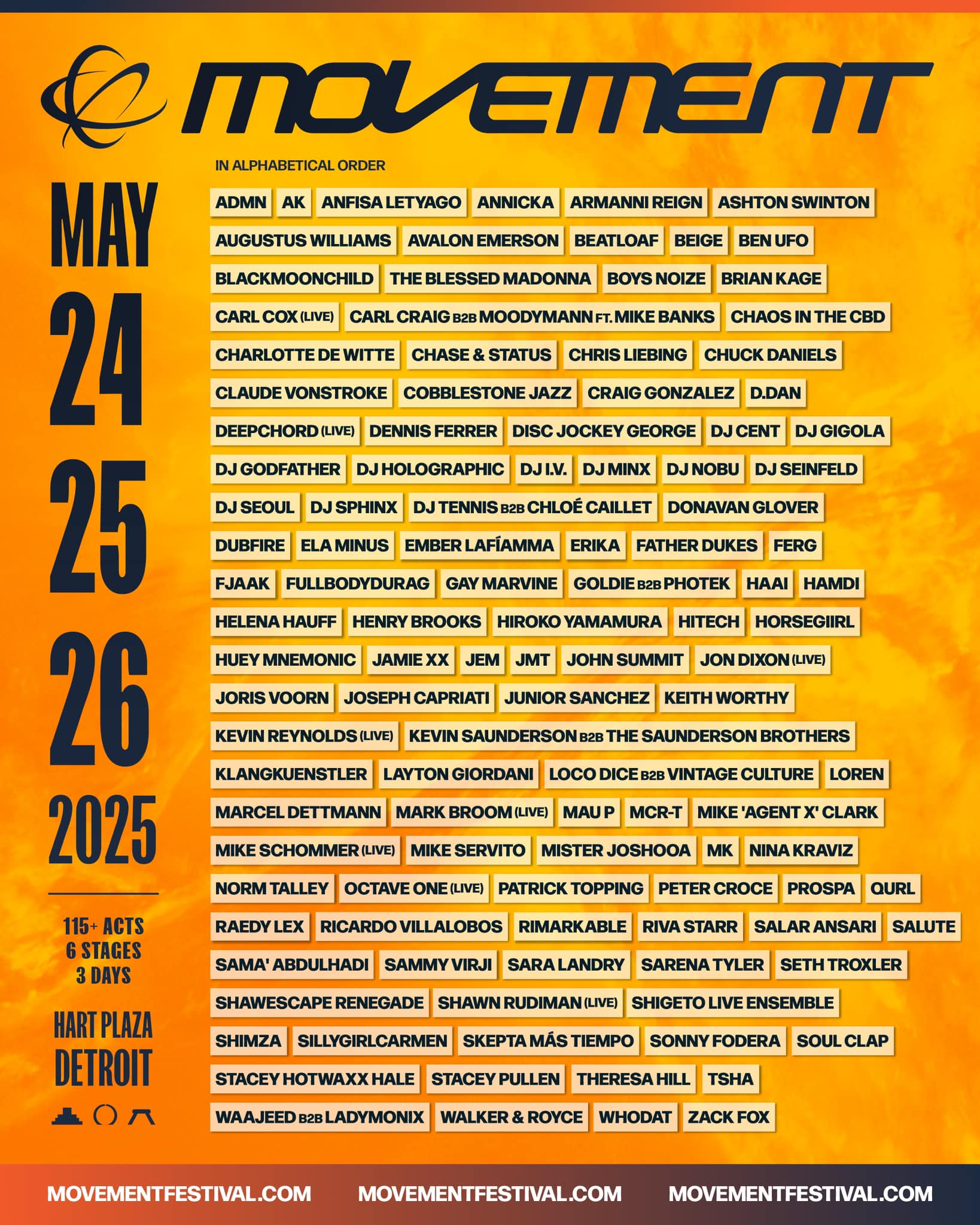 Detroit’s Movement Festival Announces 2025 Set Times – Premier EDM