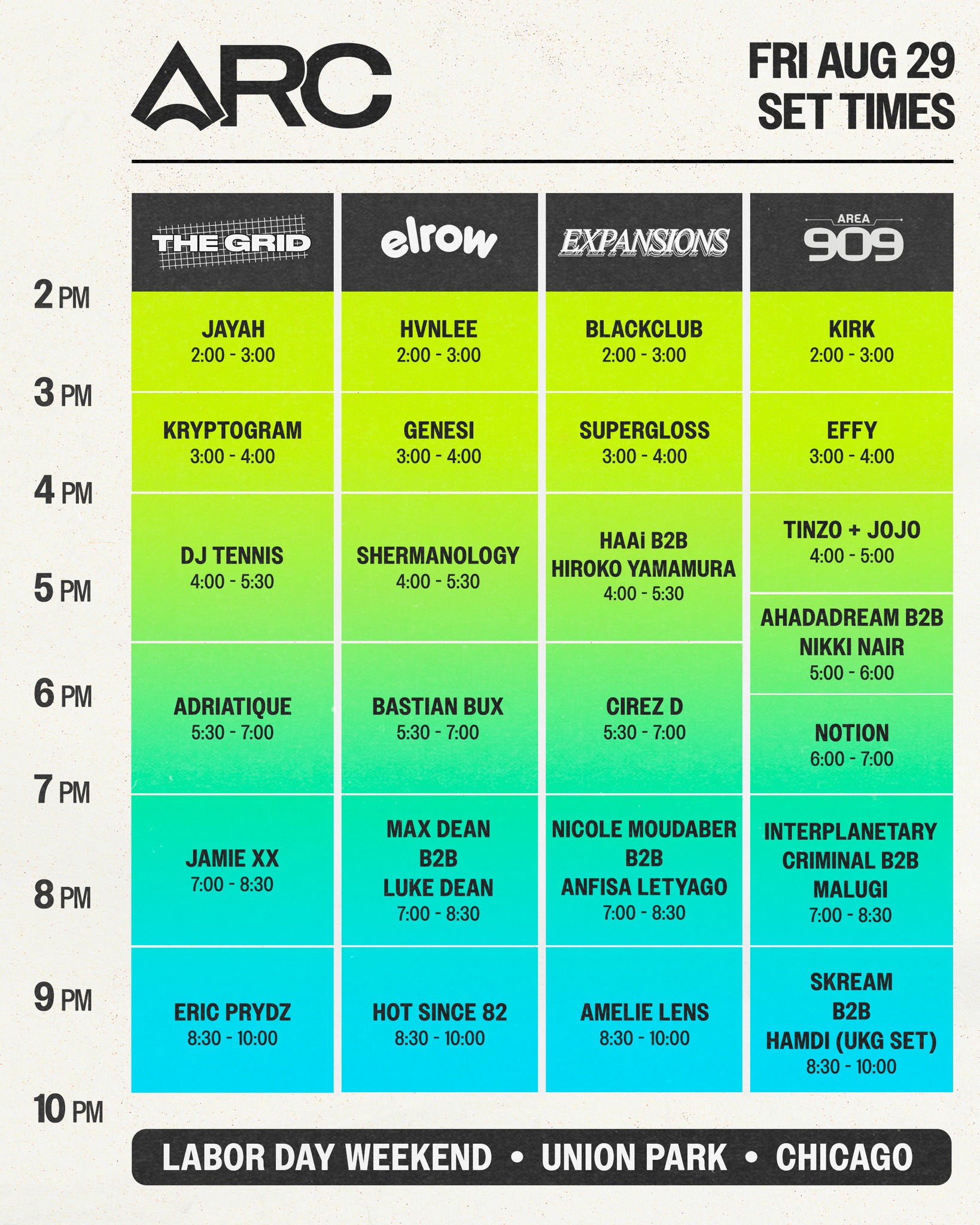 ARC Music Festival Reveals 2025 Set Times of House & Techno Legends ...