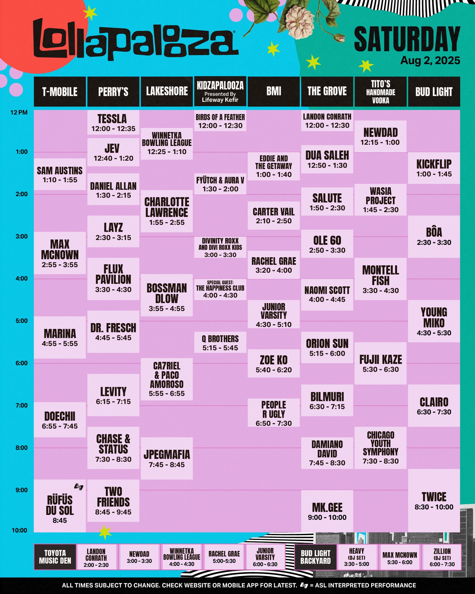 Lollapalooza Unveils 2025 Set Times Featuring Global Acts and Fan ...