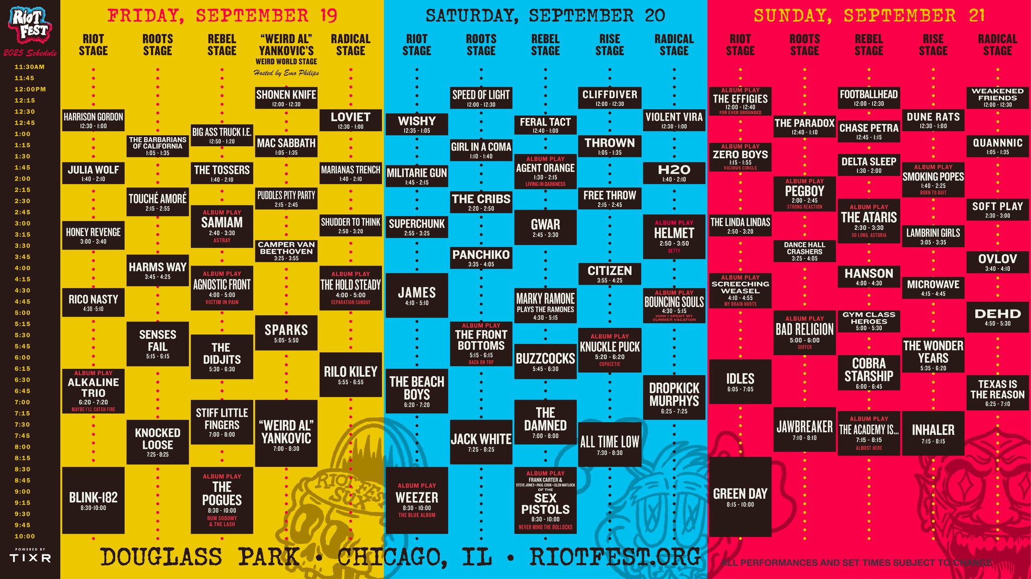 Riot Fest Announces 2025 Set Times for 20th Anniversary in Chicago ...