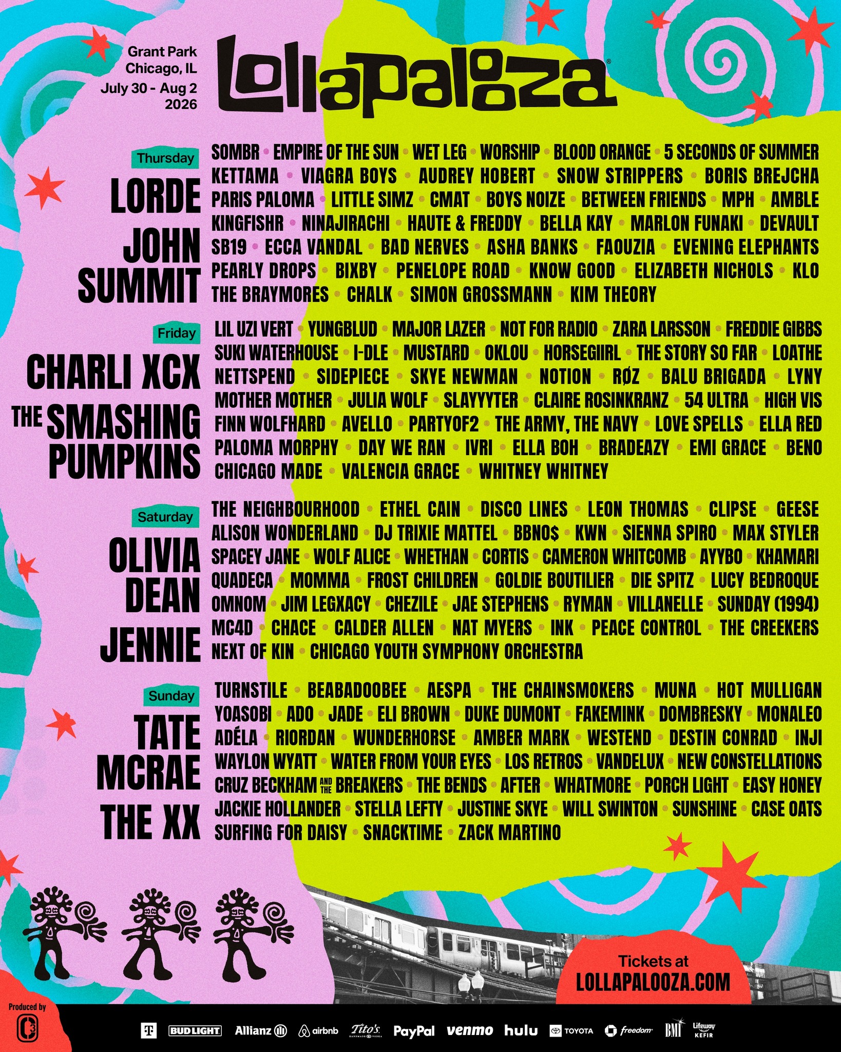 Lollapalooza Announces 2026 Set Times Featuring John Summit & The ...