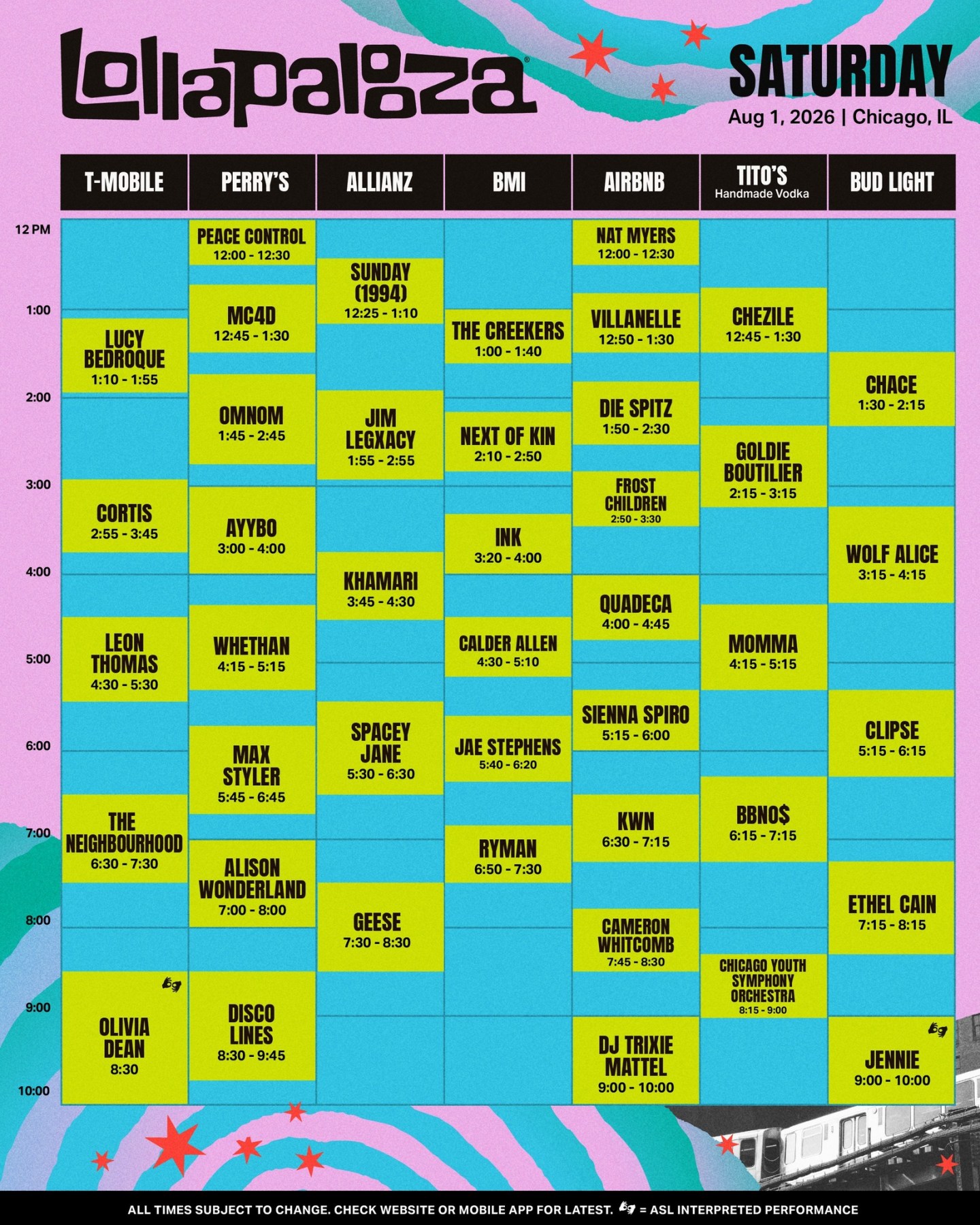 Lollapalooza Announces 2026 Set Times Featuring John Summit & The ...